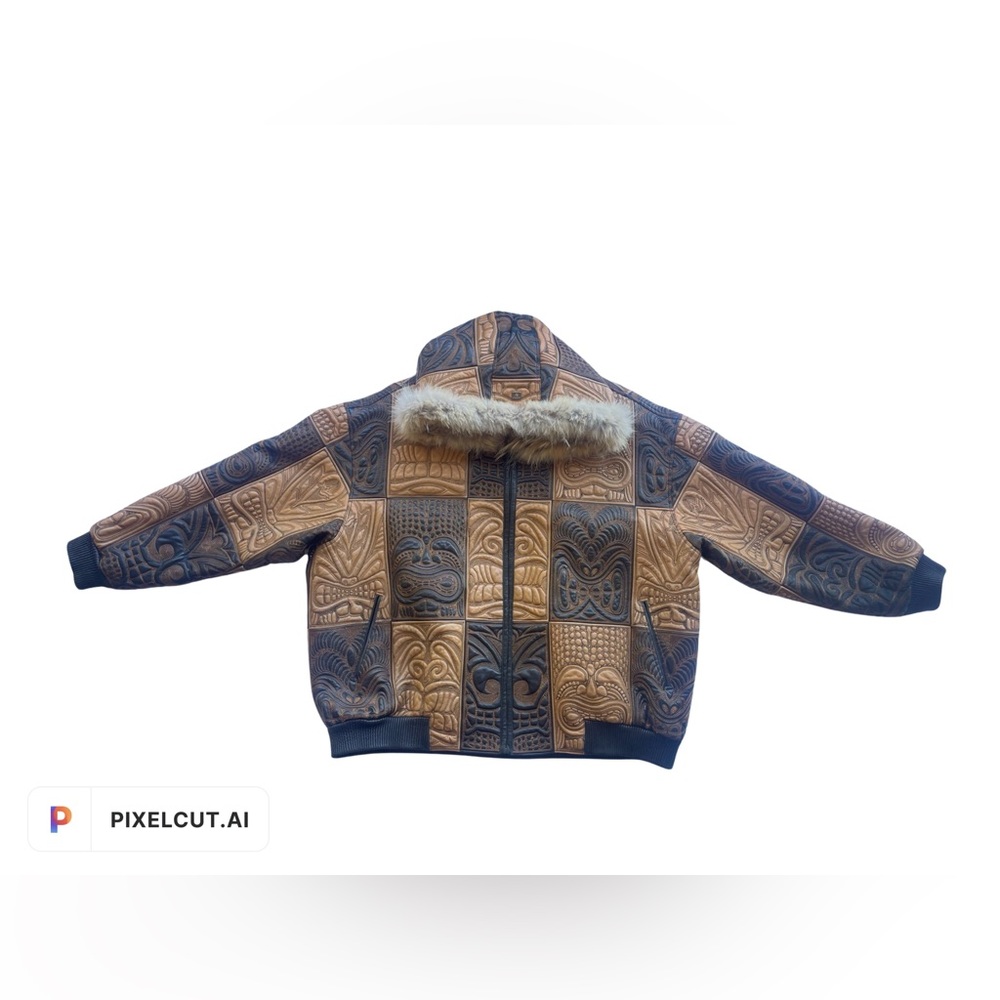 Rare Al Wissam Vintage Fur Lined Leather Tiki Jacket - Gem